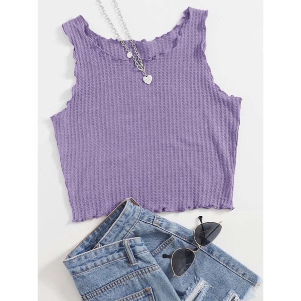 Sylvia PLUS SIZE Trendy Sando Lettuce Rib Tnit Top 31086# | Lazada PH