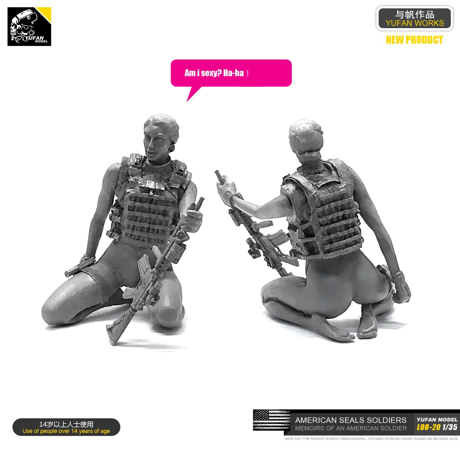 Yufan Model 1/35 Figure Model Kit American Seal Commando Resin Female ...