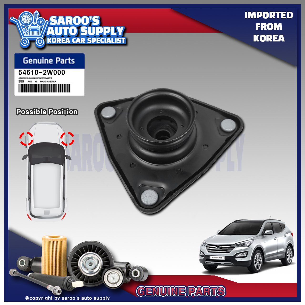 [Genuine] Insulator / Shock Mounting For Hyundai Santa Fe (12-18 ...