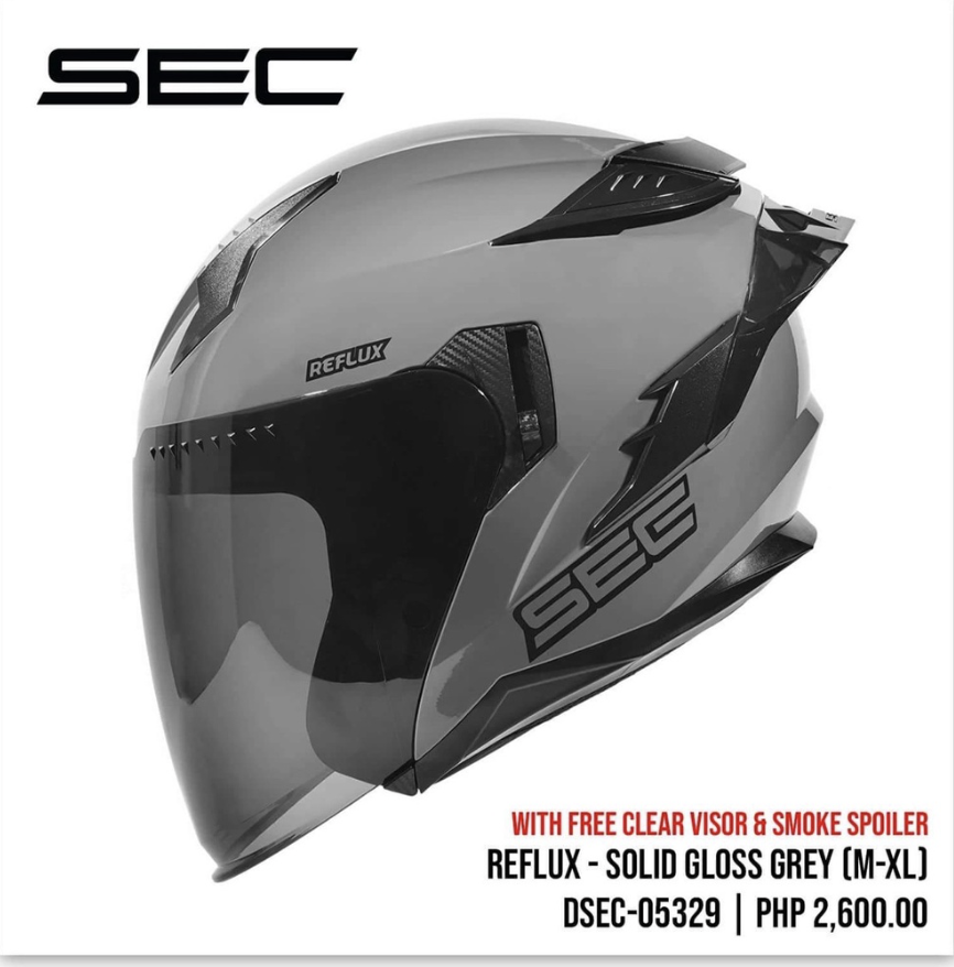 SEC Half-face Dual Visor Helmet Reflux Model (Free Visor and Free ...