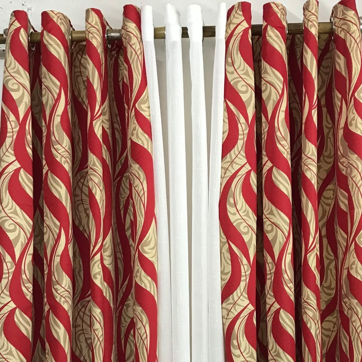 DE Elegant Ring Curtains for Windows Living Room 3in1 Set Draperies ...