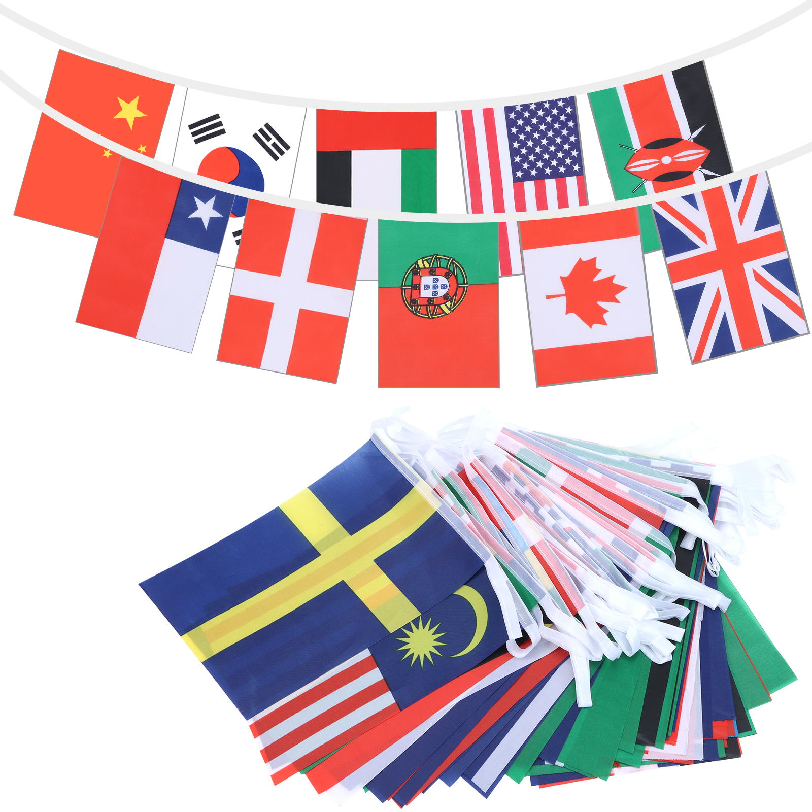 HONG 82ft National Flags Bunting, World Flags with 100 Different ...