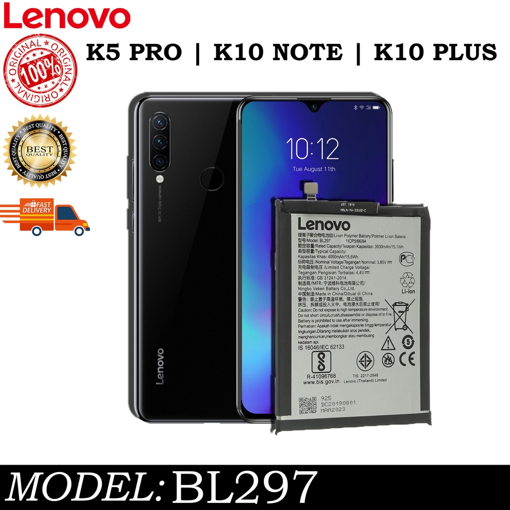 Original Battery for Lenovo K10 note | K10 Plus | K5 Pro L38111 L38041 ...