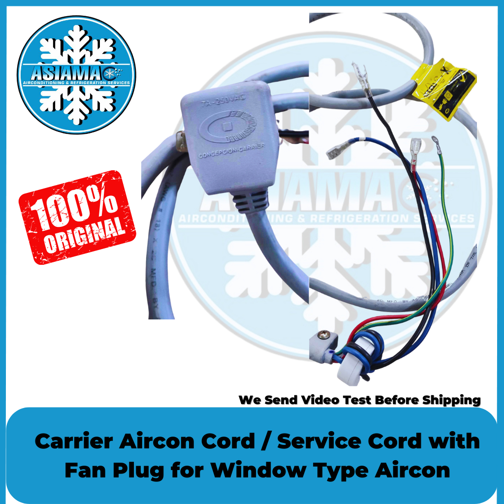 Carrier Aircon Cord / Service Cord with Fan Plug for Window Type Aircon ...