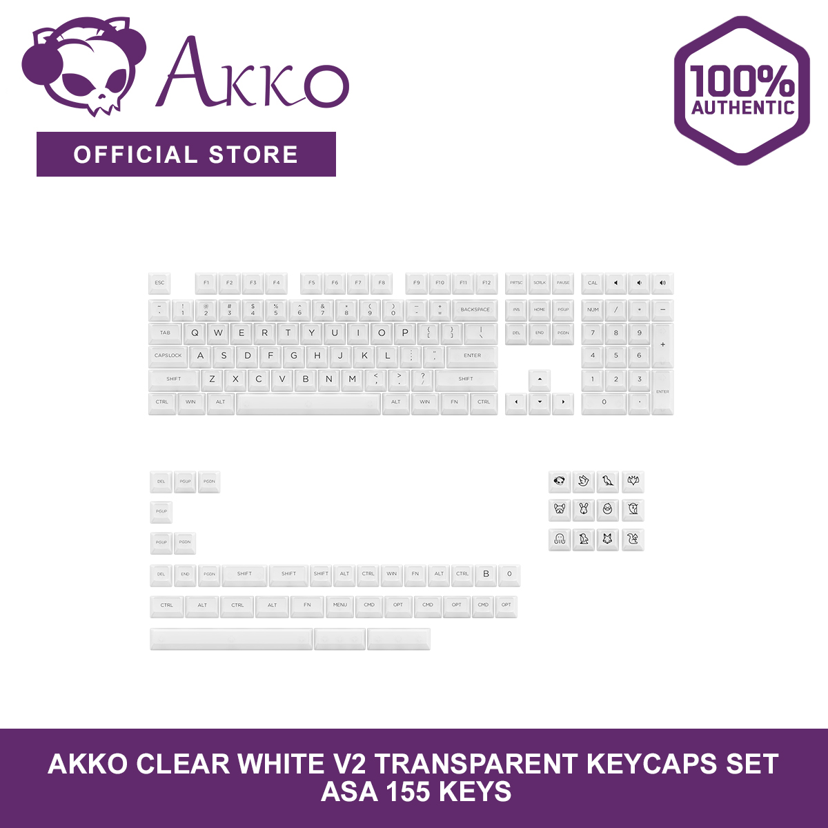 Akko Clear White V2 Transparent Keycaps Set ASA 155 KEYS | Lazada PH