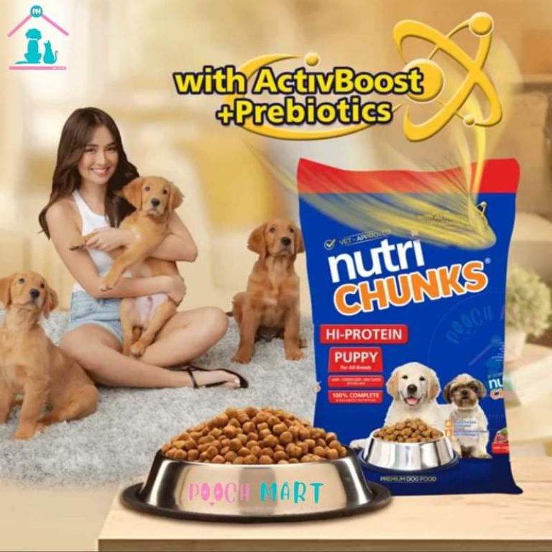 Nutri Chunk Dog Food Nutri Chunks High Protein for Puppy, Lamb + Chicken Liver plus Milk Flavor ...