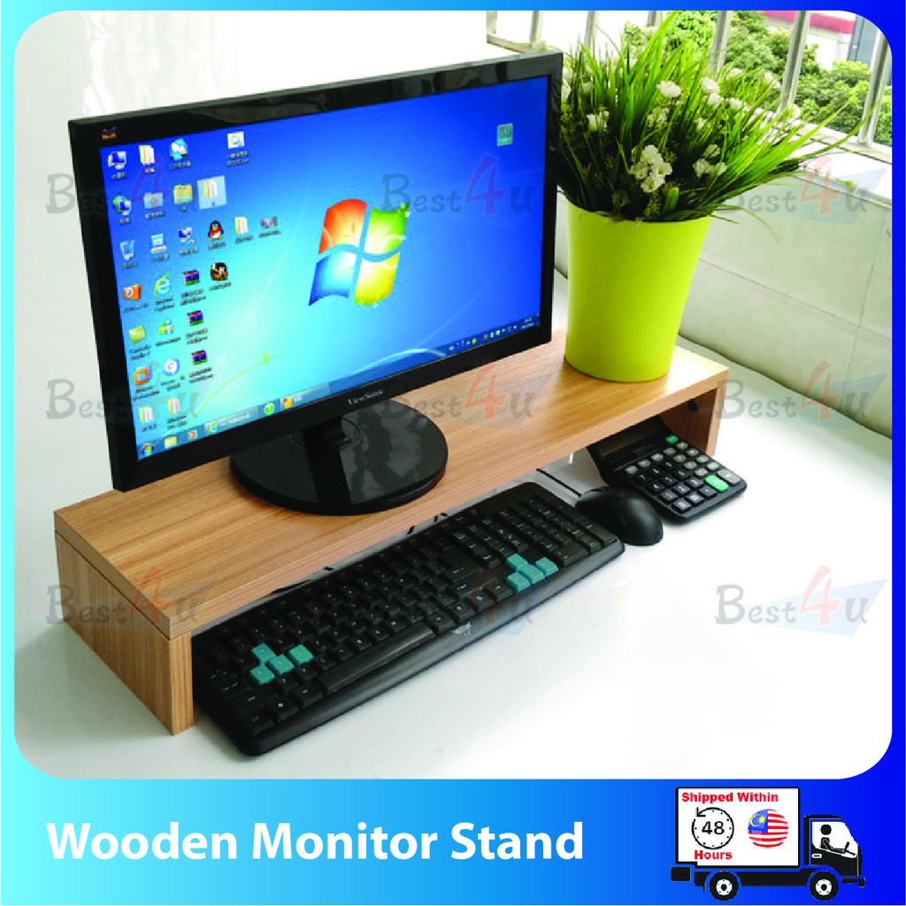 BEST4U 5570CM Wooden Monitor Stand Dual Monitor Stand PC Stand Desktop ...