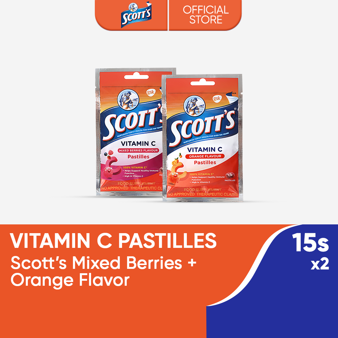 Scott's Pastilles Orange + Mixed Berries 15s [Pack of 2] with 100% ...