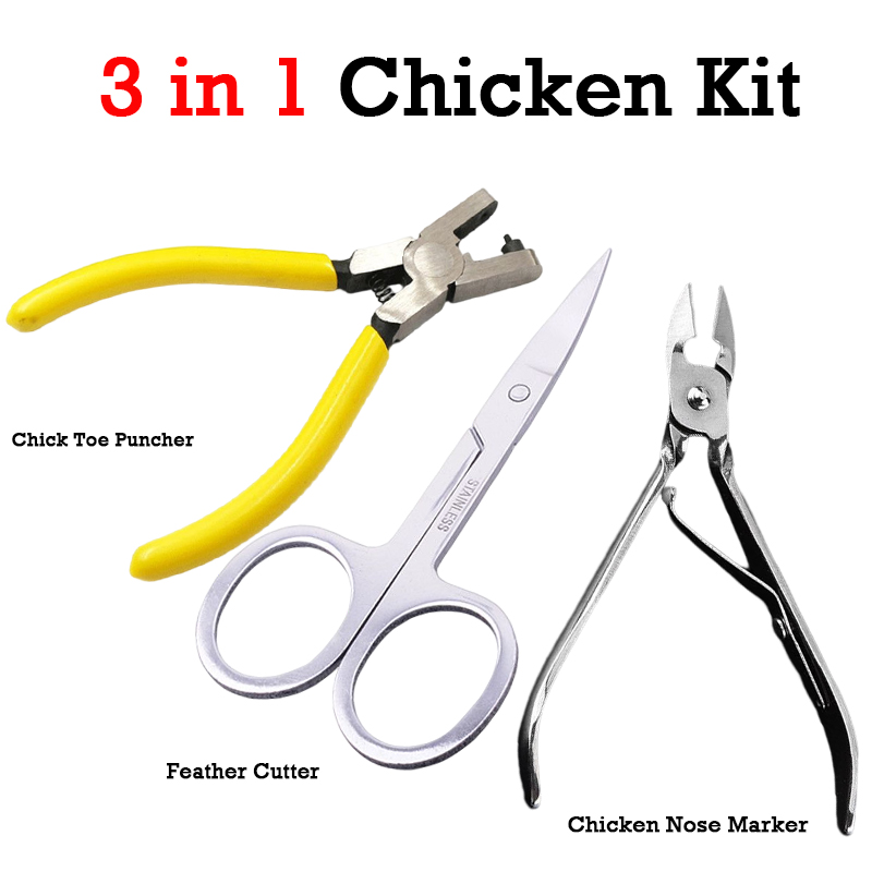 3 in 1 Chicken Kit Chick Toe Puncher+Feather Cutter+Chicken Nose Marker ...