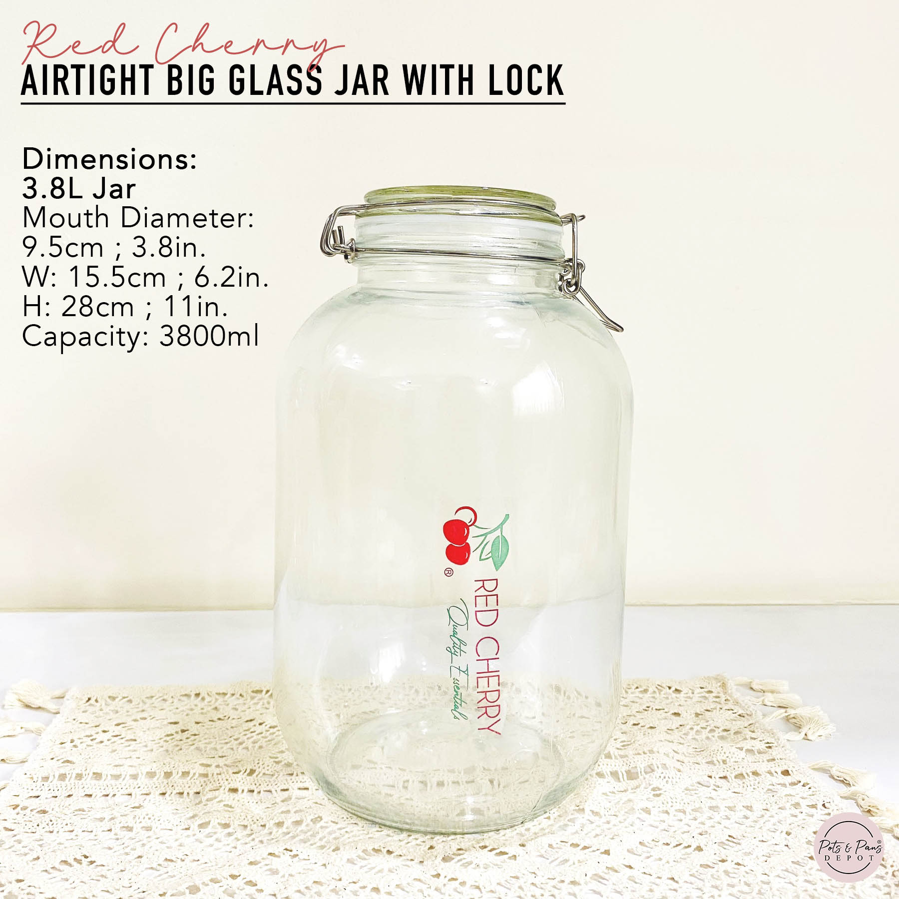 Red Cherry Airtight Big Glass Jar with Lock | Lazada PH