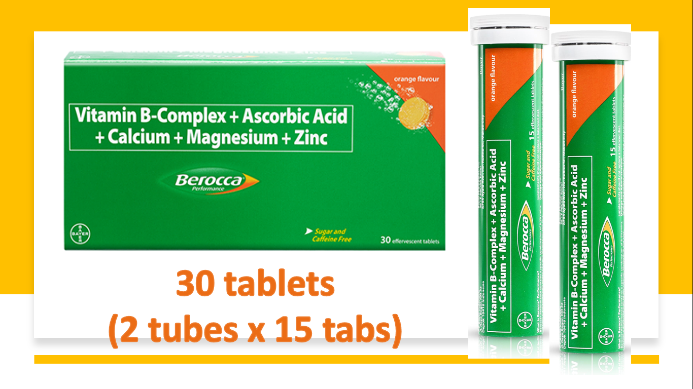 Berocca Vitamins 30 Effervescent Tablets (Orange Flavor) 100% Orignal ...
