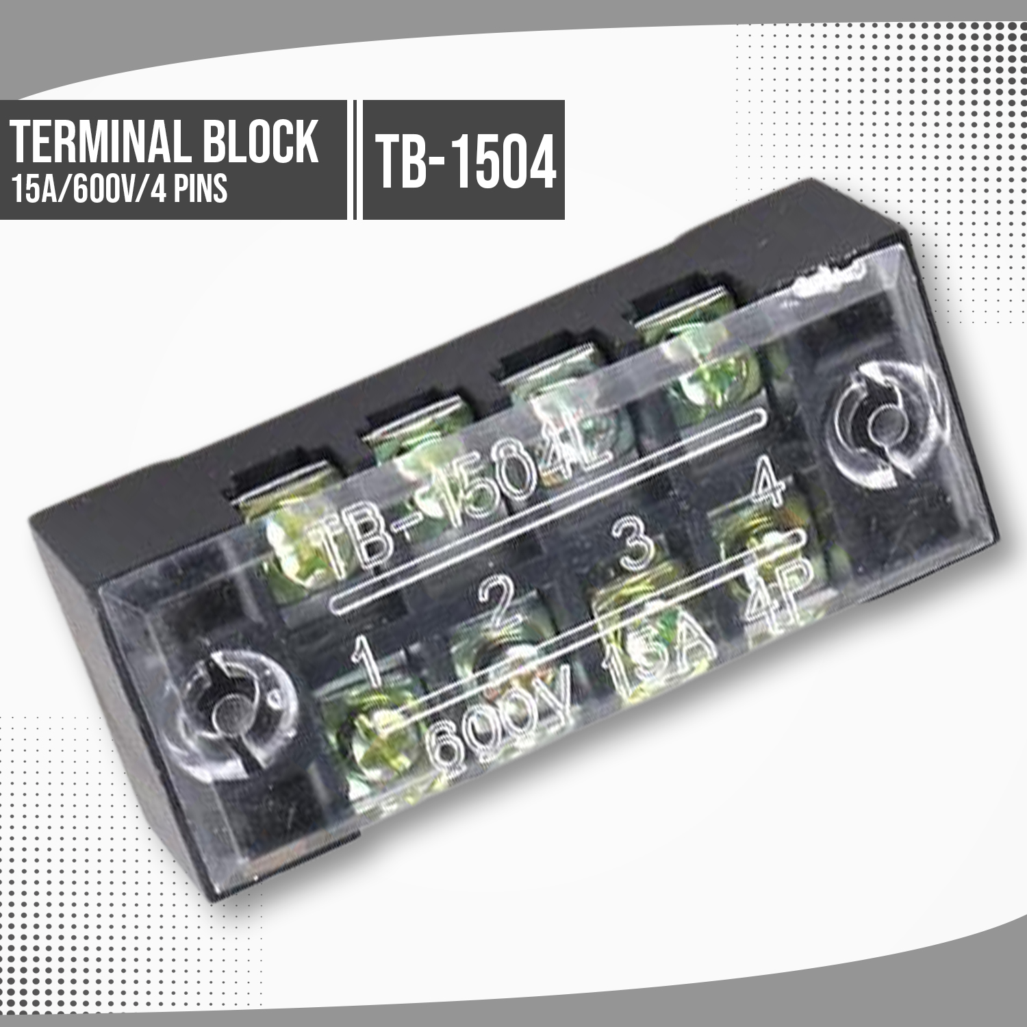 15A Terminal Block Molded Type Electrical TB-1504 15A 600V 4 PIN ...