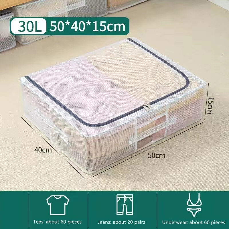 90L Folding steel frame storage box Home Clothes Quilt Under Bed ...