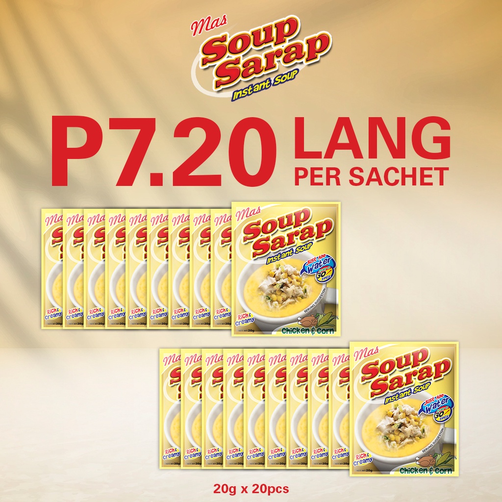 MAS SOUP SARAP INSTANT SOUP CHICKEN & CORN 20G x 20PCS | Lazada PH