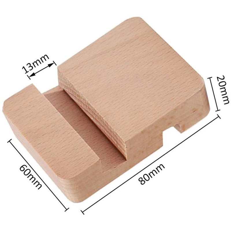 Wooden Phone Stand Beech Phone Holder 8x6x2cm Universal Simple Mobile ...