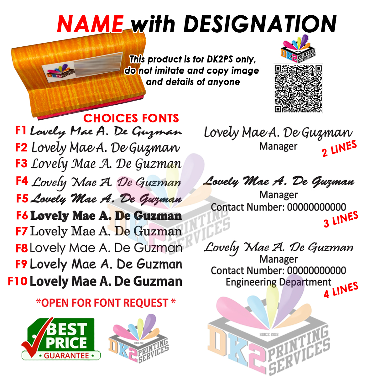 NAME with DESIGNATION Customized Rubber Stamp (Size 12 font) | Lazada PH