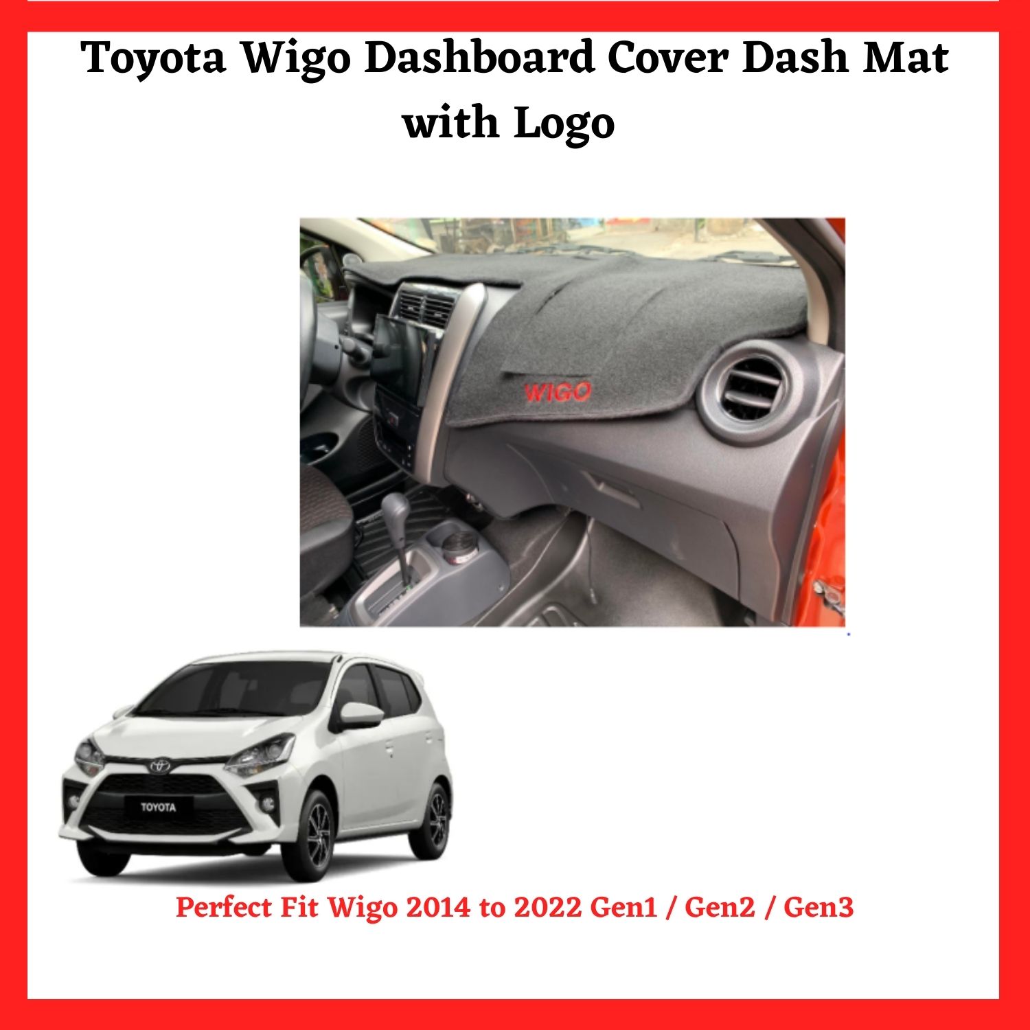 Toyota Wigo Dashboard Cover Dash Mat with Logo Perfect Fit Wigo 2014 to ...
