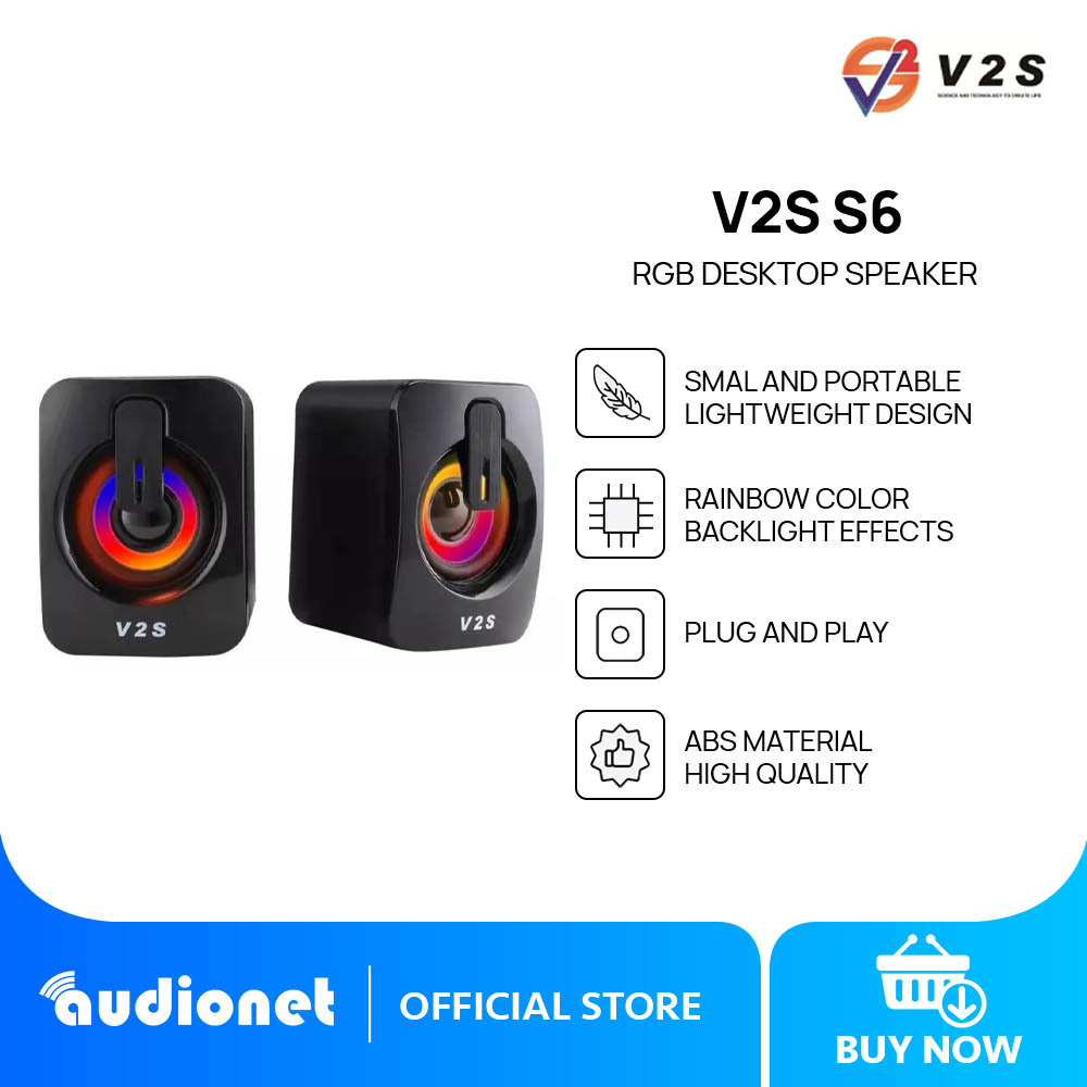 V2S S6 RGB Desktop Speaker PC Computer wired Jack laptop mini gaming ...
