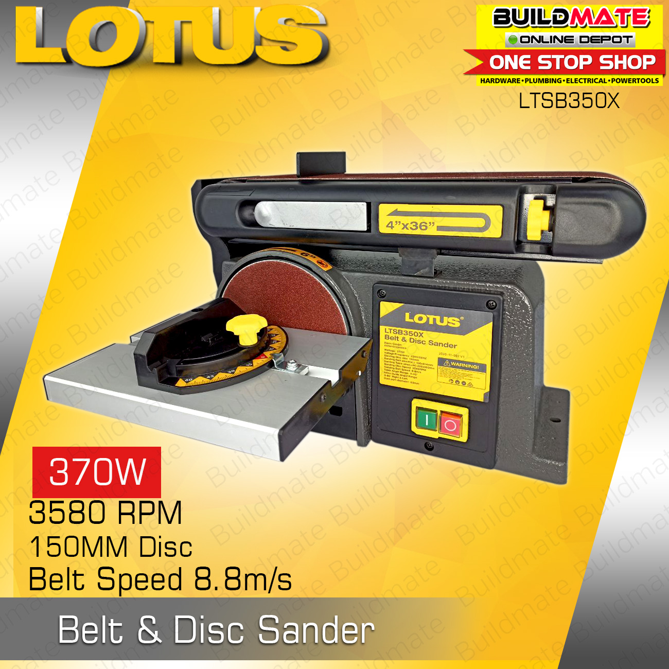 LOTUS Belt and Disc Sander 370W LTSB350X •BUILDMATE• LPT LUTOS | Lazada PH