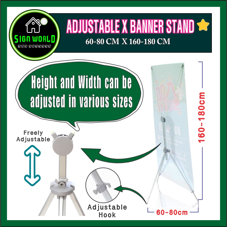 Adjustable X Banner Stand Tarp Standee Tarpaulin Decor Display Sign ...