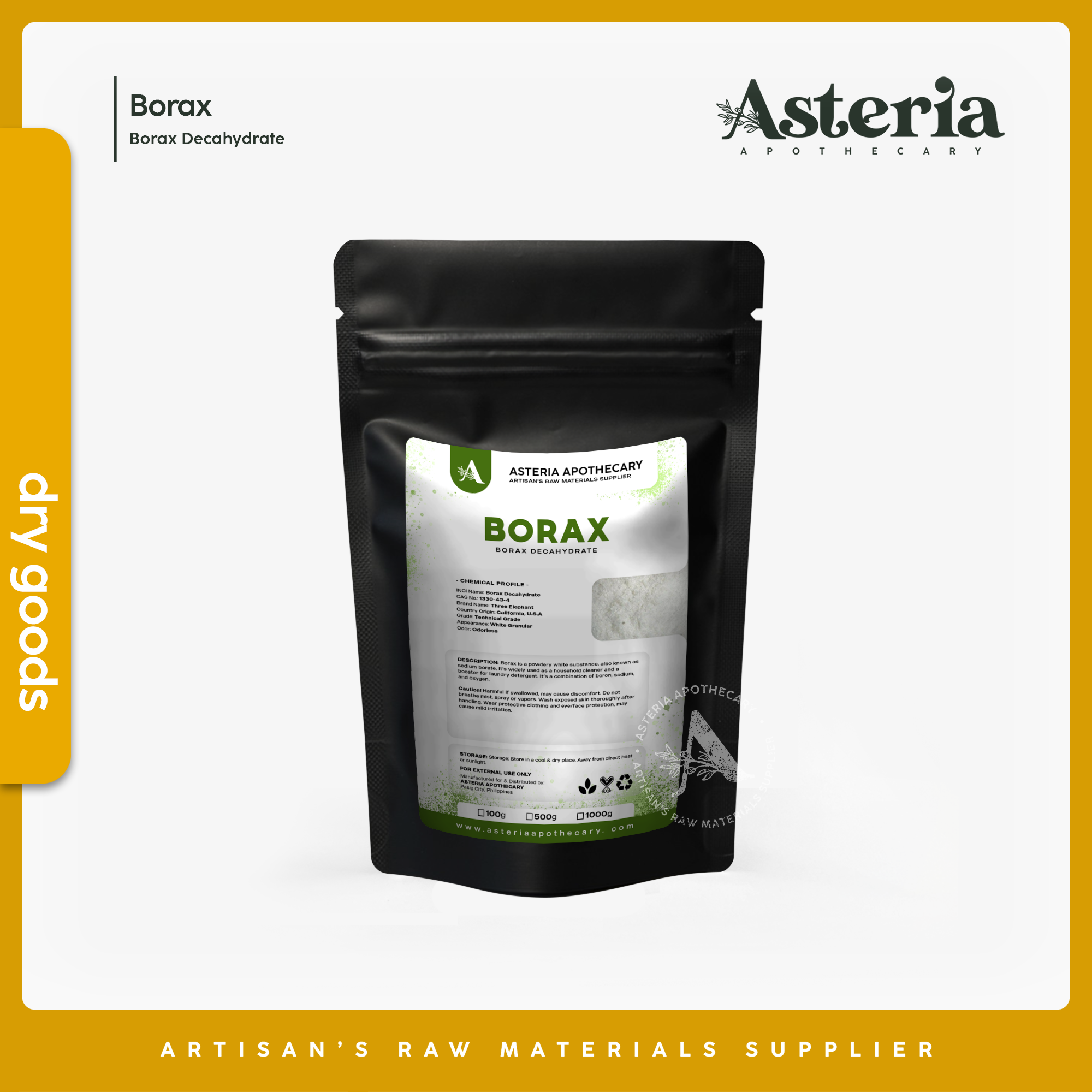Borax | Borax Decahydrate 100g / 500g / 1Kg - Asteria Apothecary ...