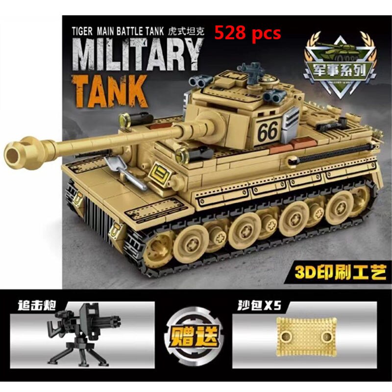 Militarytiger I Tank Panzer German US M1A2 T34 Model Building Blocks ...