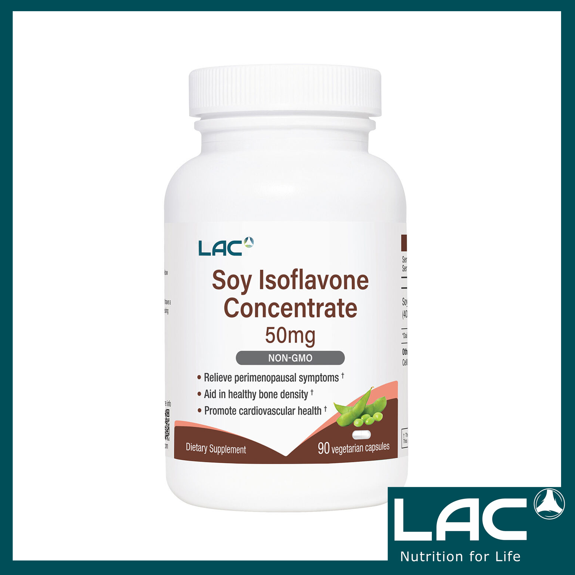 LAC Soy Isoflavone Non-GMO 50mg 90 Veg. Cap. (best by: March 2026 ...