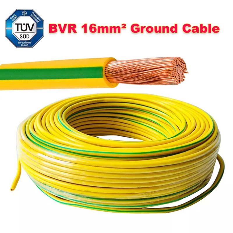 BVR 16mm² yellow-green grounding cable single core copper wire soft grounding wire | Lazada PH
