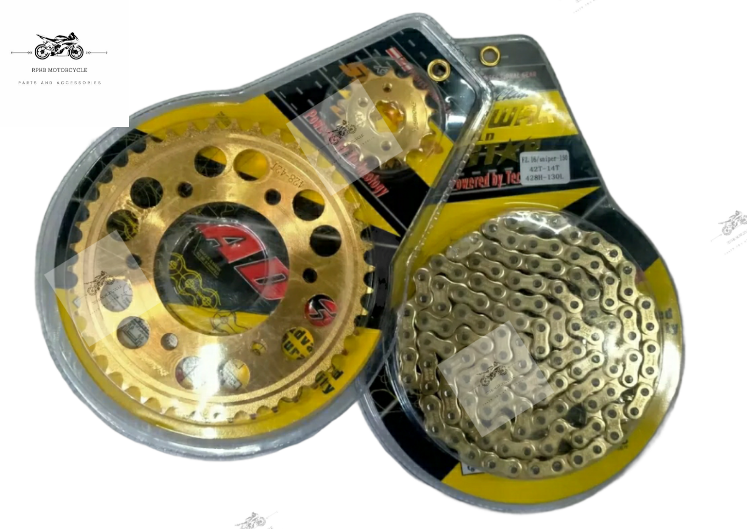 FZ 16 GOLD and Sniper 150 Chain Set 2in1 (Size 42T-14T 428H-130L ...