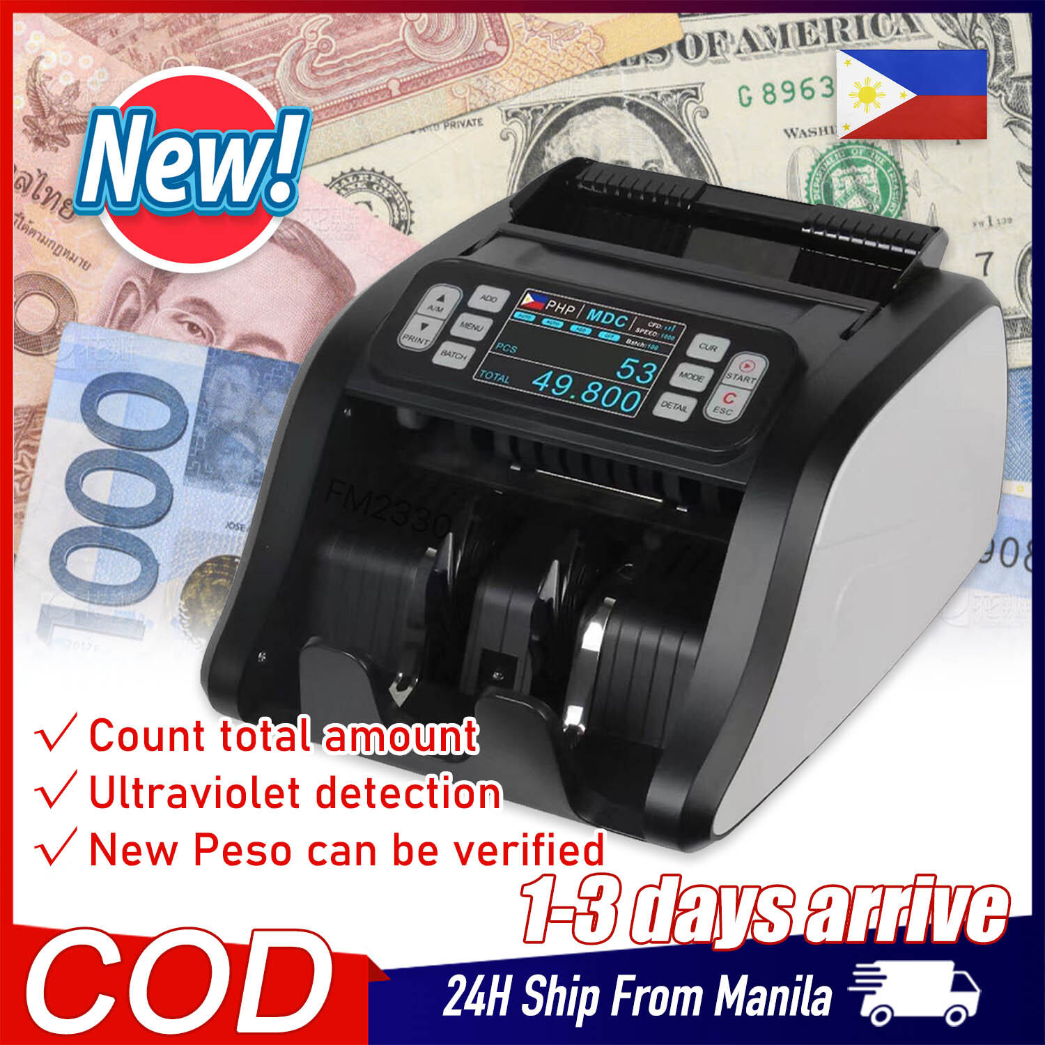 Sunday Money Counter Machine with Detector Original Money Detector For ...