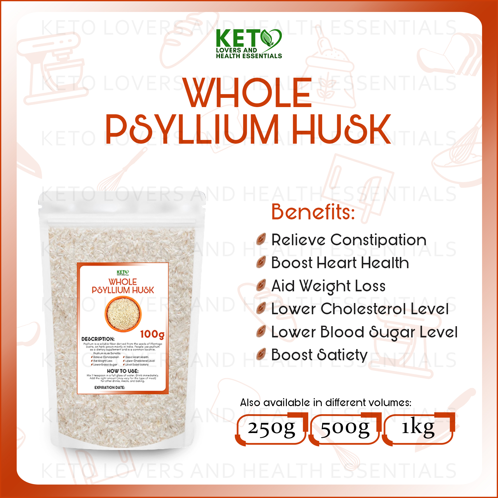 Whole Psyllium Husk 100g Keto Diet, Body Detox, Super Food, Premium ...