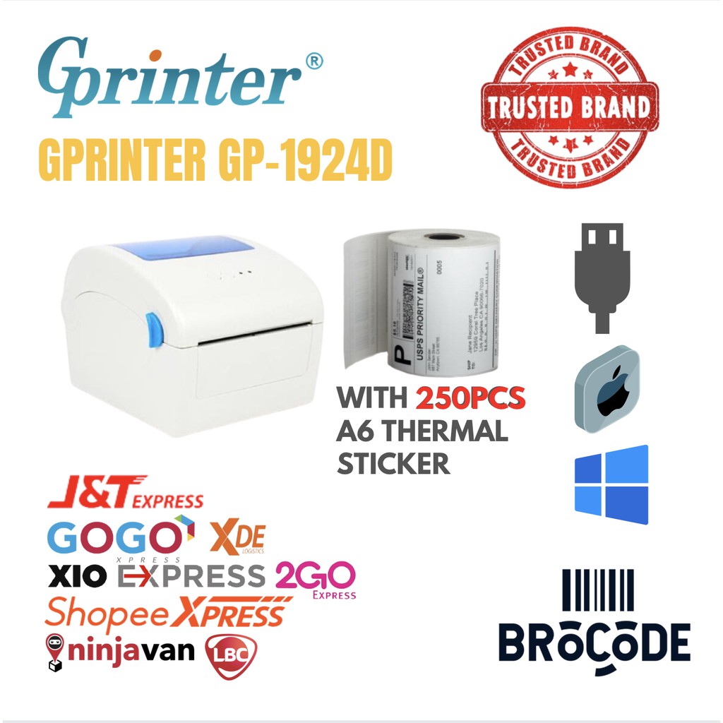 THERMAL WAYBILL PRINTER GPRINTER GP-1924D (USB UNIT WITH 1 ROLL ...