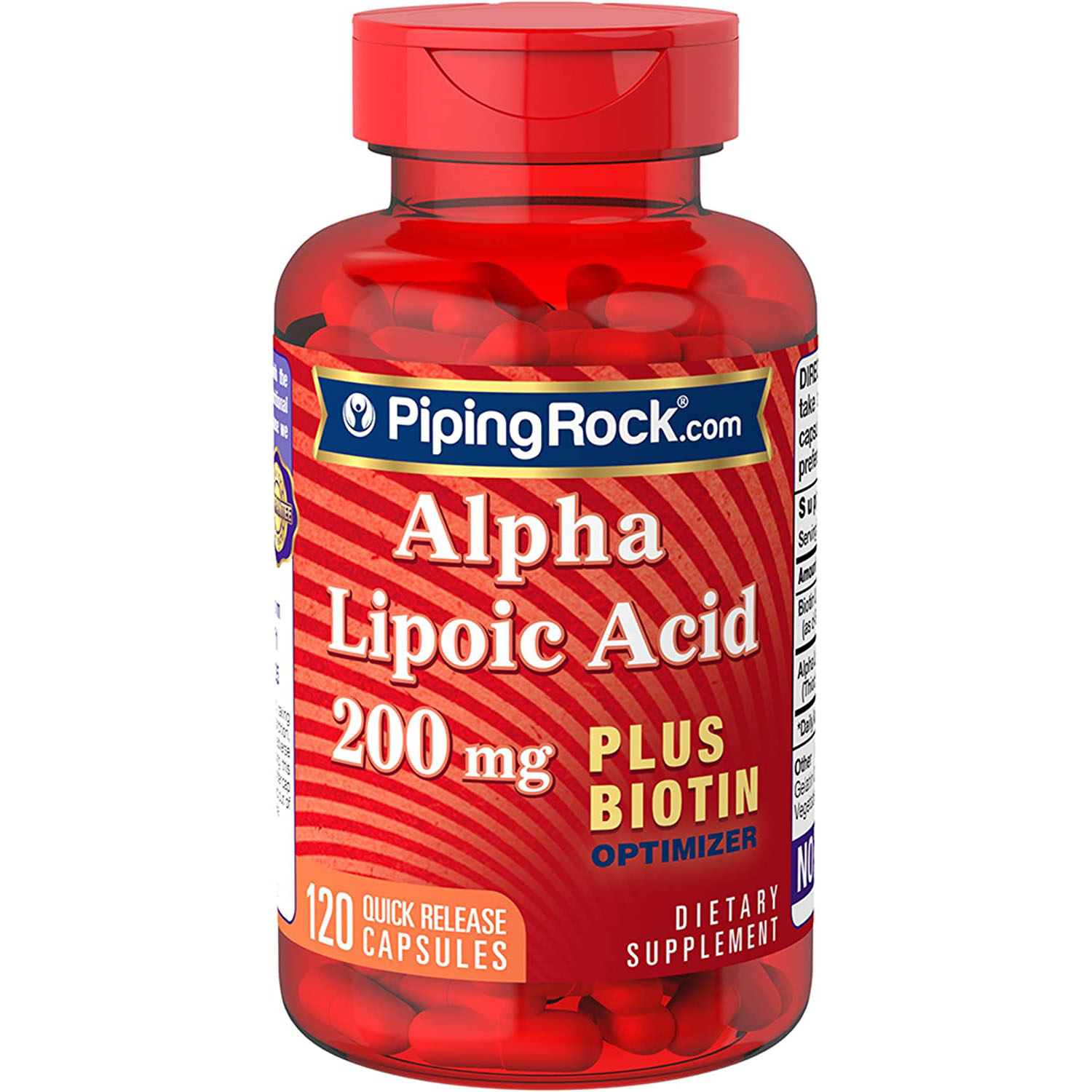Piping Rock Alpha Lipoic Acid Plus Biotin Optimizer 200 mg, 120 ...