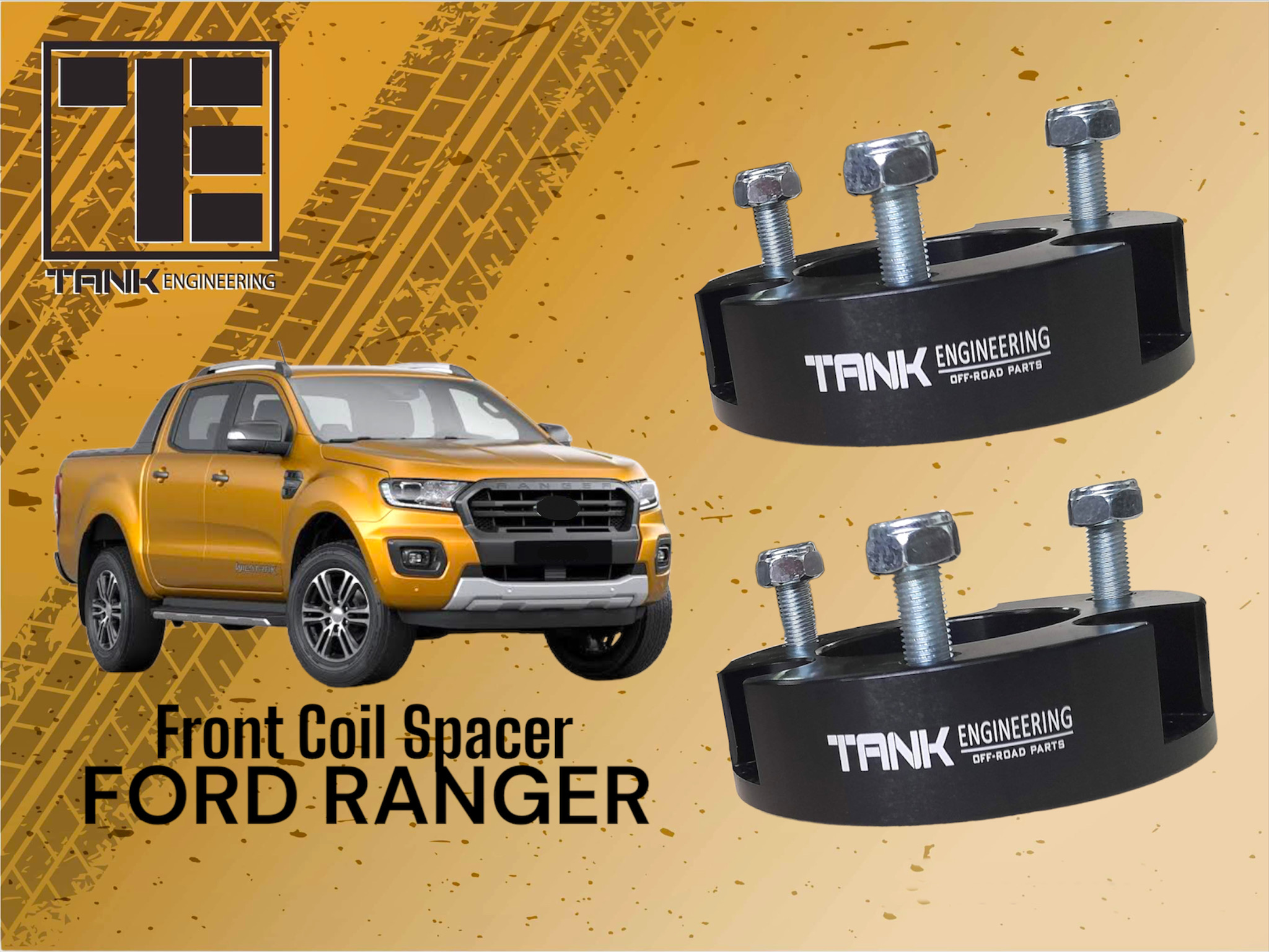Tank Engineering 4x4 Front Coil Spacer 32mm Ford Ranger Quick Lift Kit ...