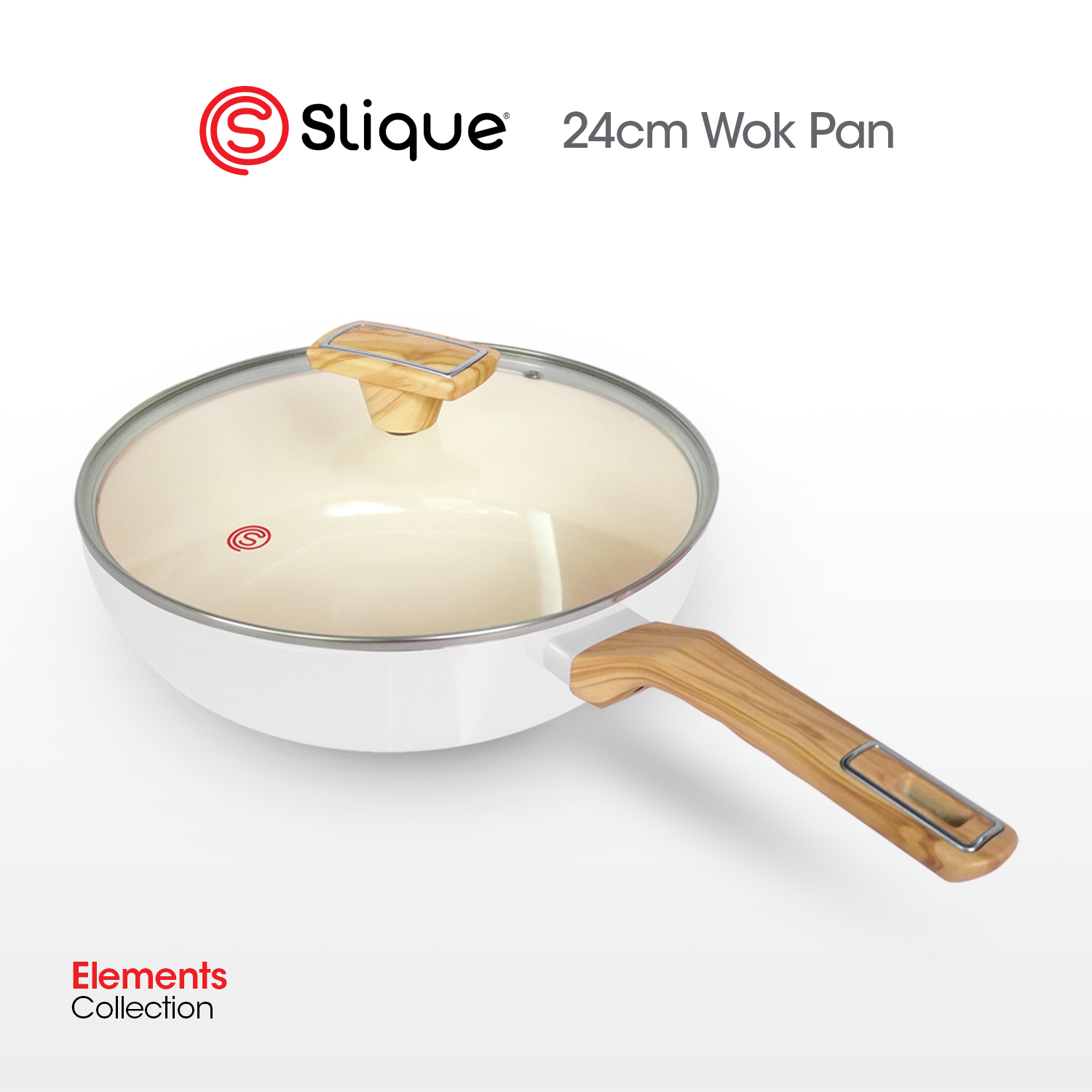 SLIQUE Premium 24cm Non-Stick Coating Wok Pan Frying pan Induction Base ...