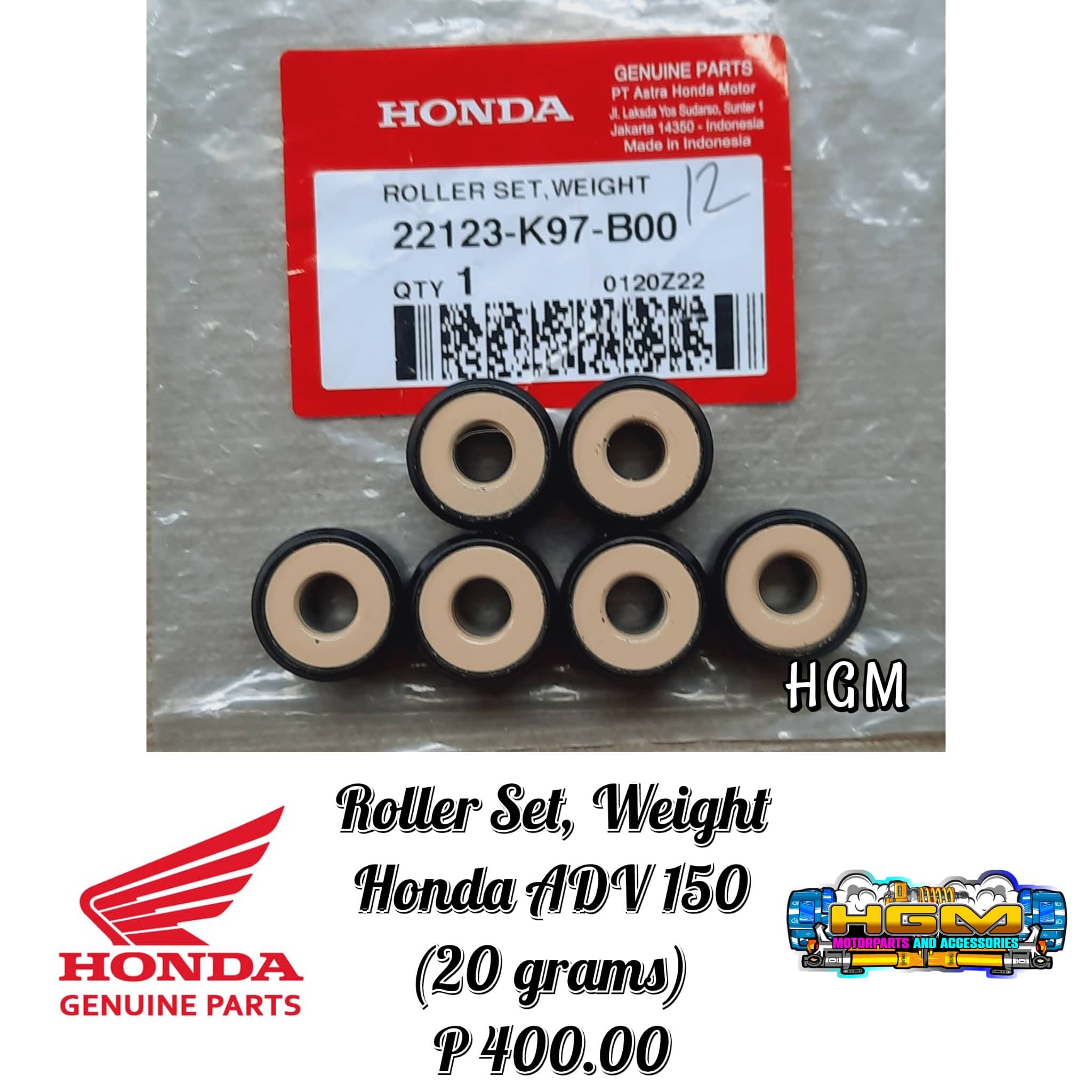 ROLLER WEIGHT SET / FLYBALL (20grams) FOR HONDA ADV 150 / PCX 150 ...