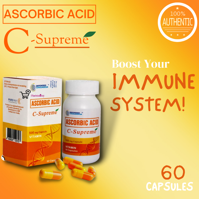 "Get All Day Protected" 1 Bottle (60 Capsules) C-Supreme Ascorbic Acid ...