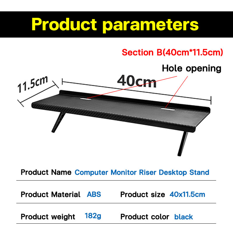 Computer Monitor Riser Desktop Stand ABS TV Rack Display Shelf Storage ...