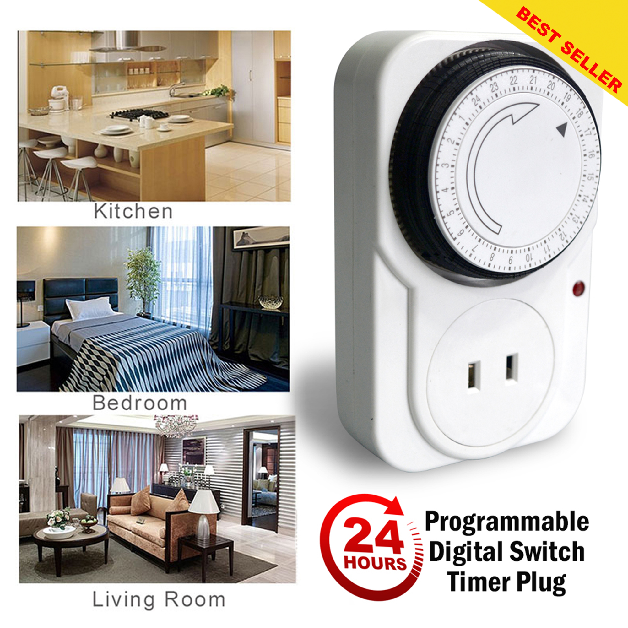 24 Hours Program Timer 220-240V Max. 2300W Mechanical Electrical US Plug Time Switch | Lazada PH