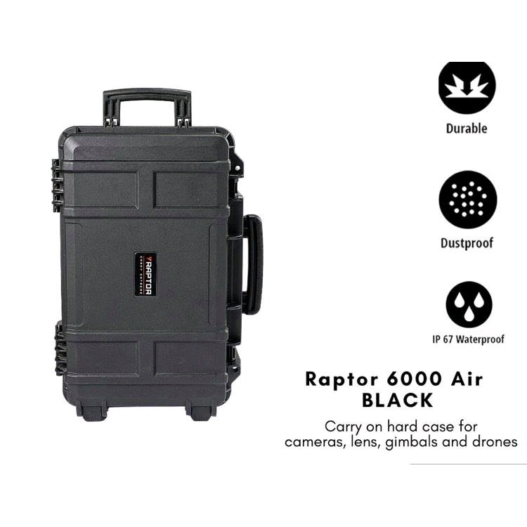 Raptor 6000 BLACK Air Waterproof/Dust-proof Trolley Carry-On Hard-case ...