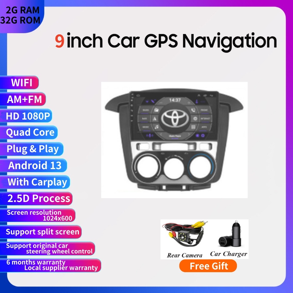 NAVITOPIA 9inch Android 13 2G RAM 16G/32G ROM Car GPS Navigation Head ...