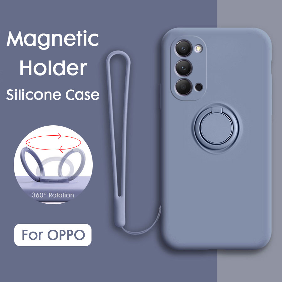 2022 Magic Holder Lanyard Liquid Silicone Case for OPPO A15 A15s A32 ...