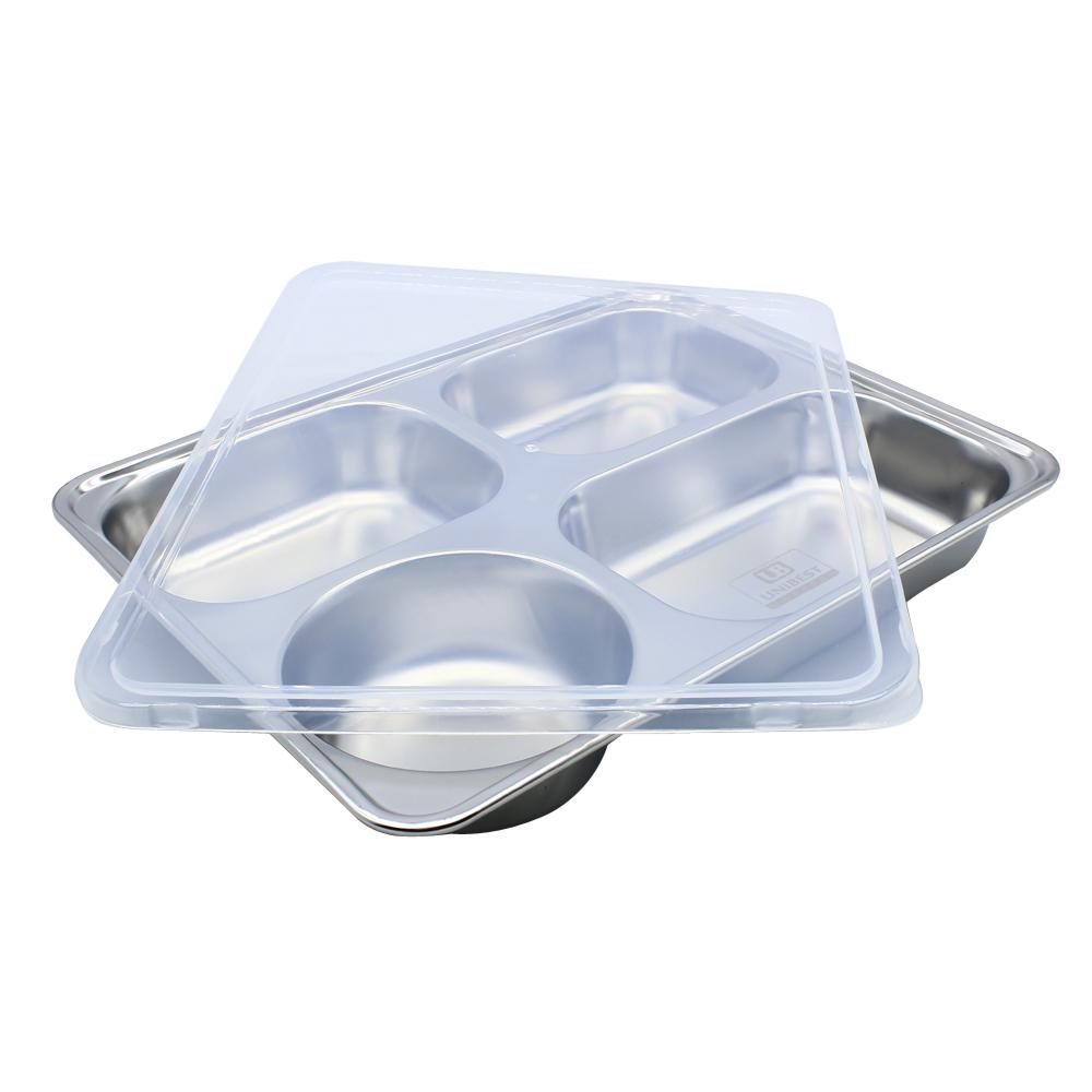 Stainless Steel Bento Box Food Tray Bento Divider Plate with Cover ...