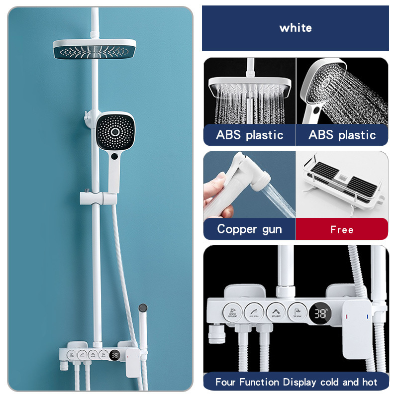 QUITE Digital Display Thermostatic Shower Set Bathroom Shower Rain Home ...