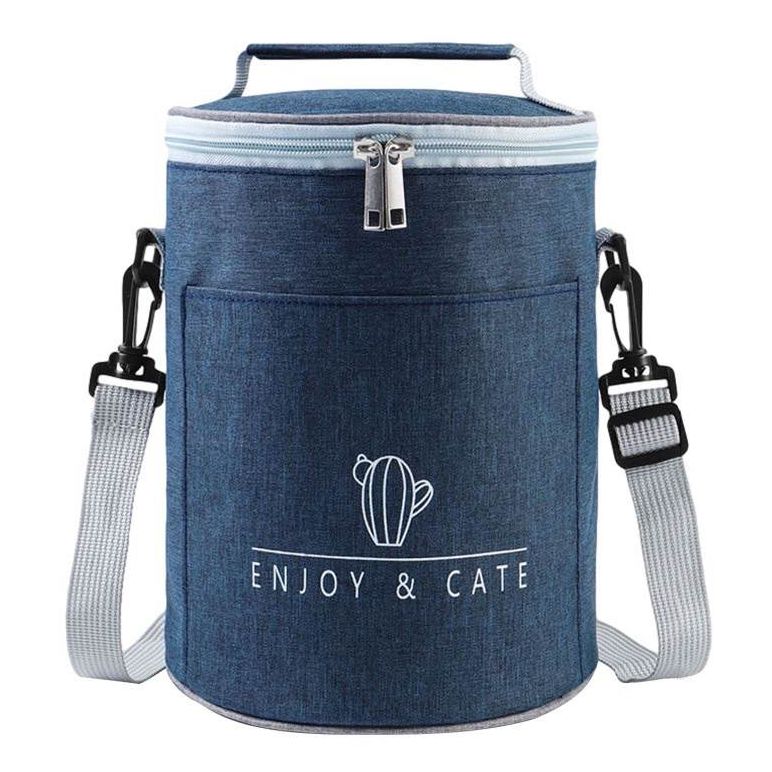 Cylindrical Round Lunch Bag Cooler Bag Waterproof Insulated Picnic Bag ...