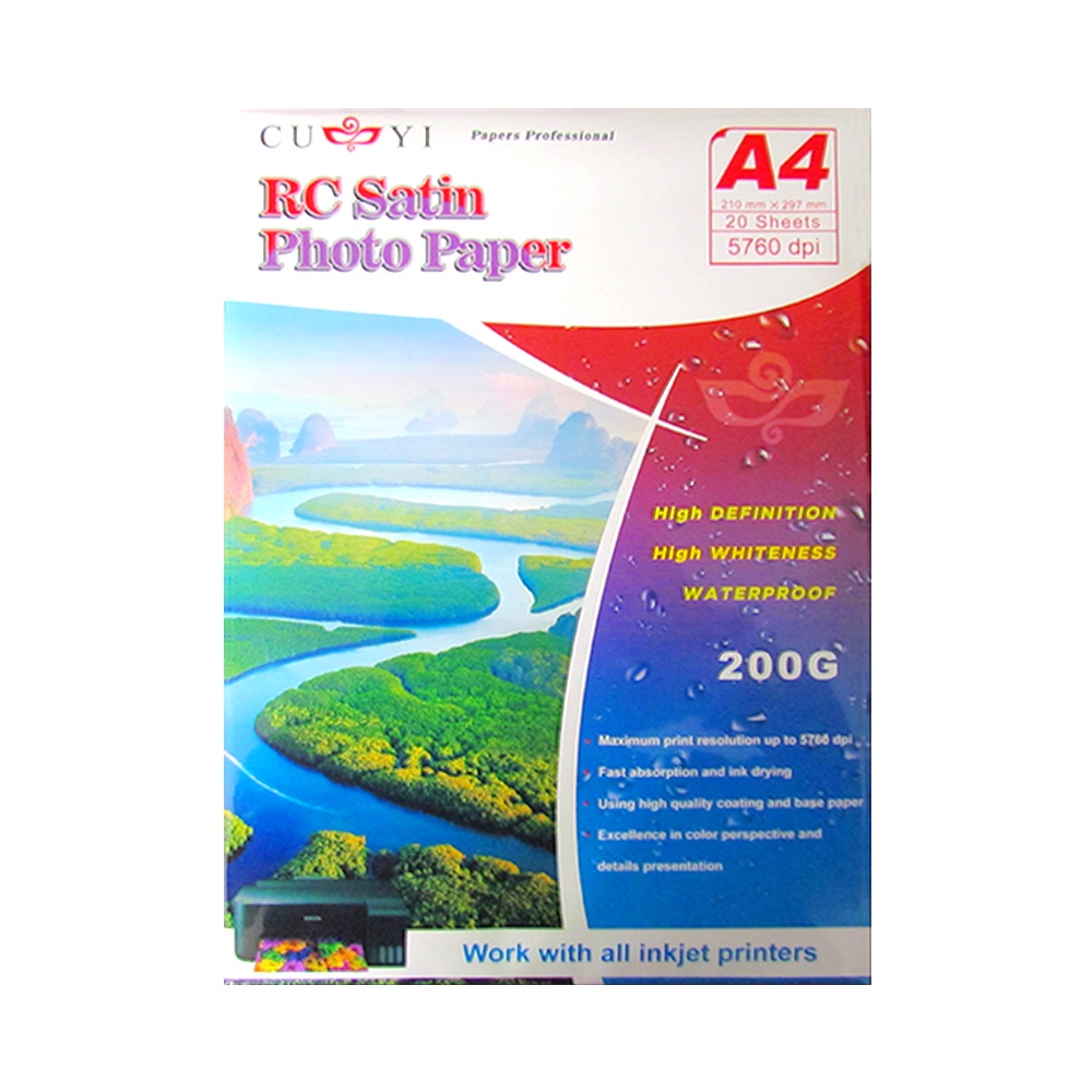 Cuyi 200gsm RC Waterproof glossy & satin photo paper inkjet photo paper ...