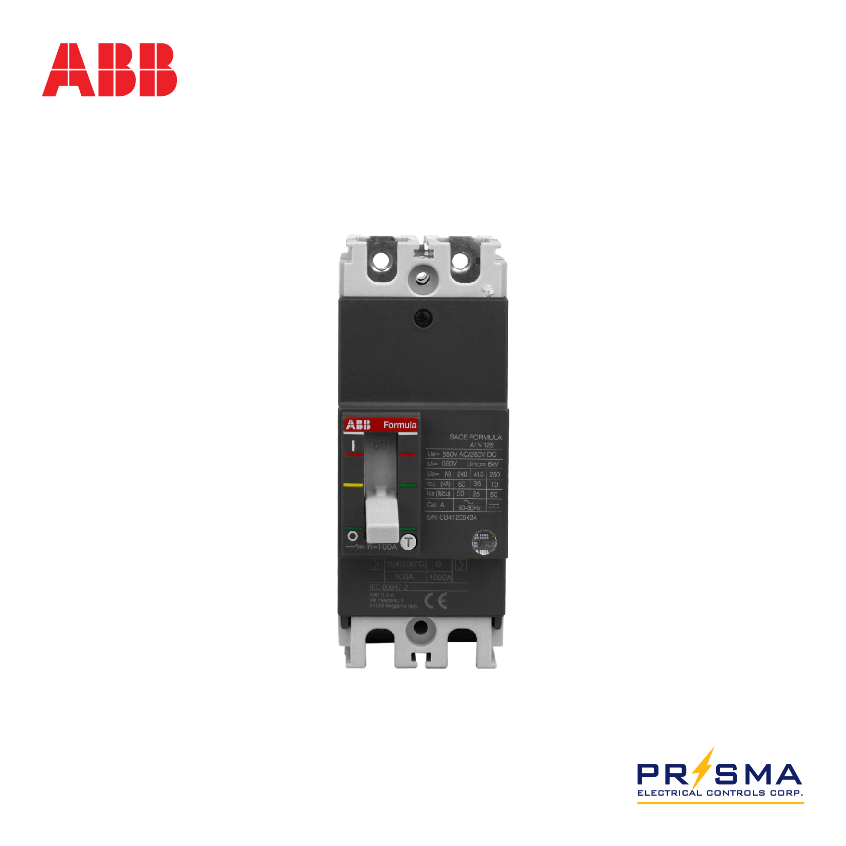 ABB SACE FORMULA Moulded Case Circuit Breaker A1N 125 TMF 100AT 2P ...