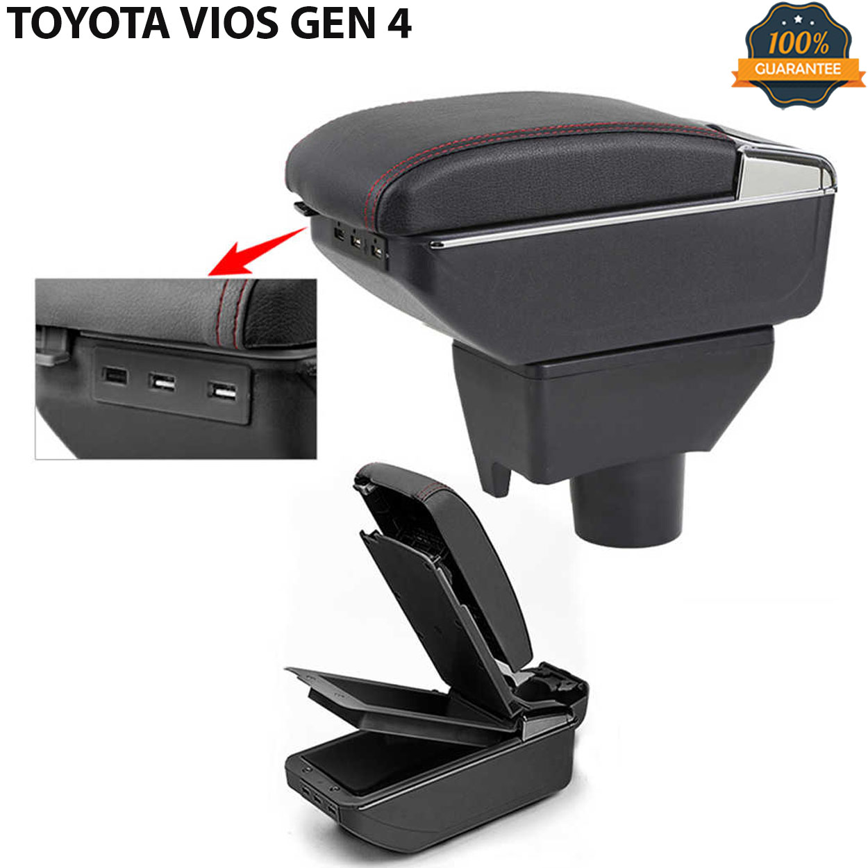 Toyota Vios GEN 4 2019 to 2020 Armrest Console Box With USB Ports ...
