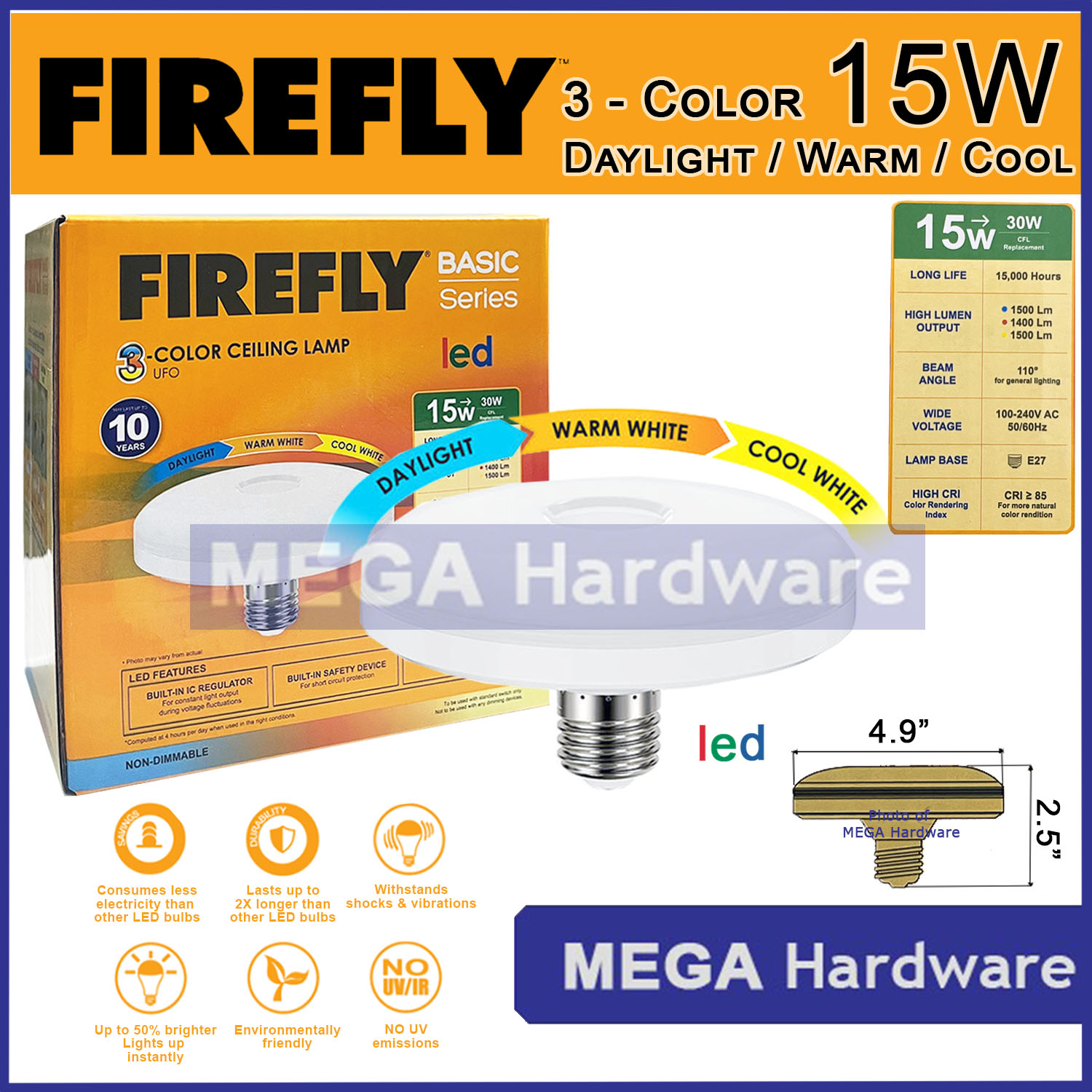 Firefly LED Capsule Bulb 20W 28W 30W Watts (Daylight or Cool White) E27 ...