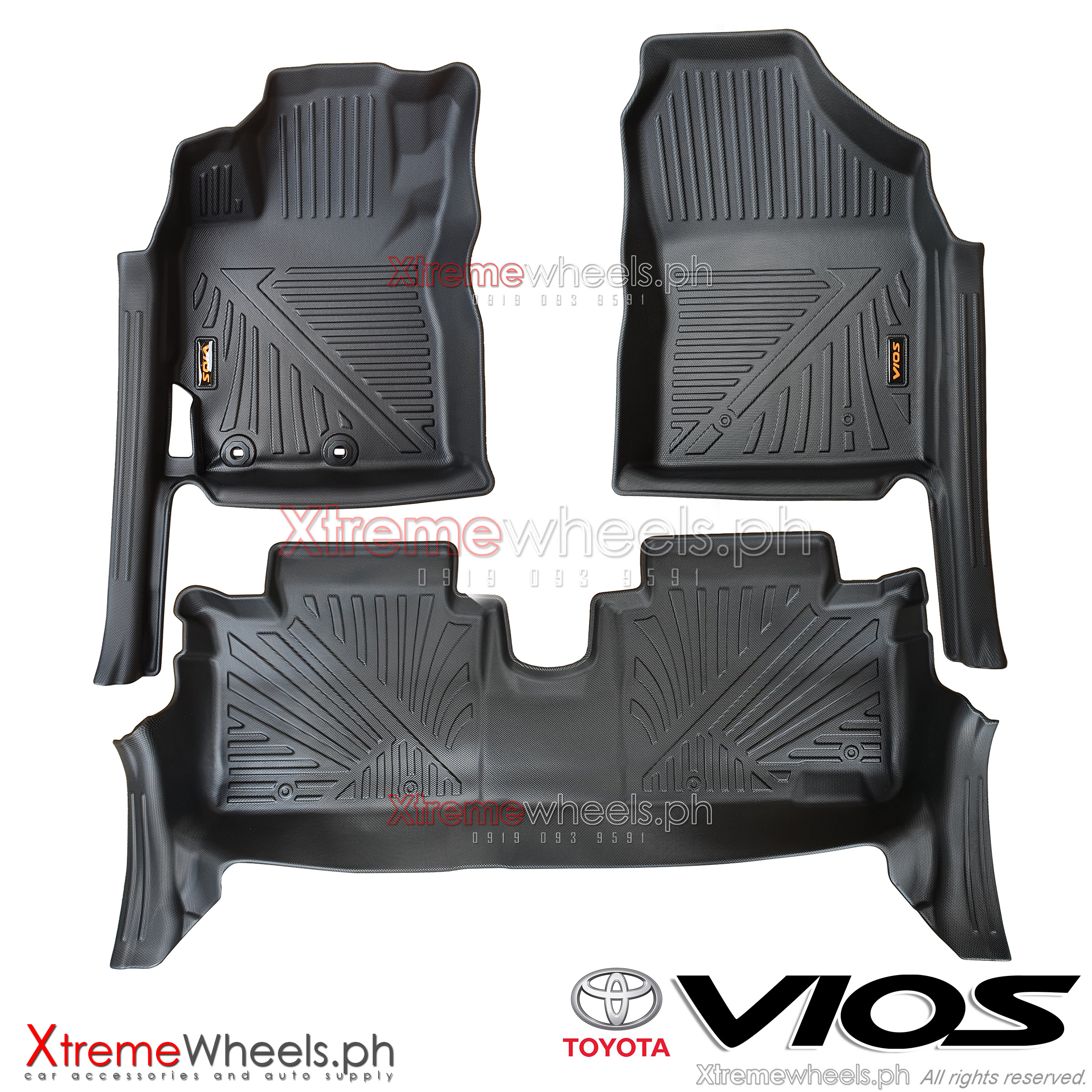 Toyota Vios 2013-2023 5D Super Extended Diamond Textured Deep Dish ...